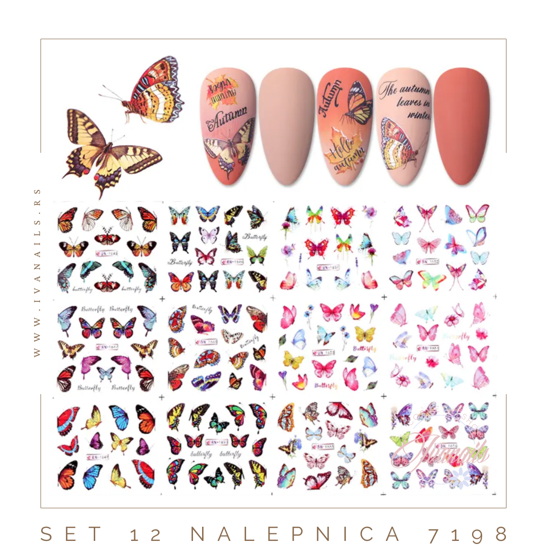 SET 12 VODENIH NALEPNICA ZA NOKTE 7198 - Ivanails cosmetic shop